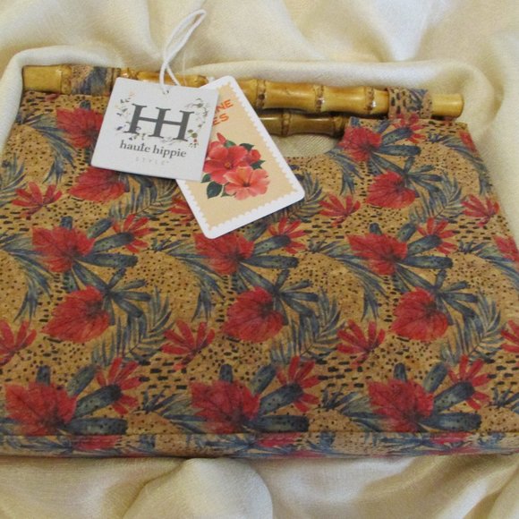 Haute Hippie | Bags | Nwt Haute Hippie Floral Cork Handbag Bamboo Top ...